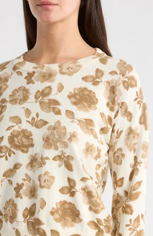 Vince Camuto Floral Cotton Crewneck Sweater
