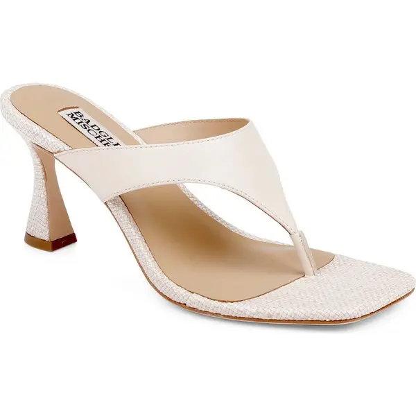 Badgley Mischka Whitley Leather Flip Flops - Ivory
