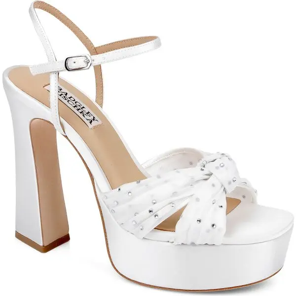 Badgley Mischka Willabella Platform Sandals - White Satin