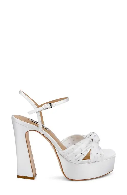 Badgley Mischka Willabella Platform Sandals - White Satin