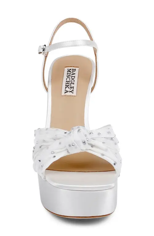 Badgley Mischka Willabella Platform Sandals - White Satin