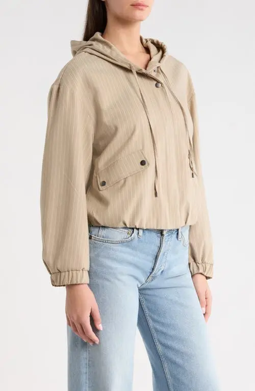 Vince Camuto Pinstripe Hooded Twill Jacket