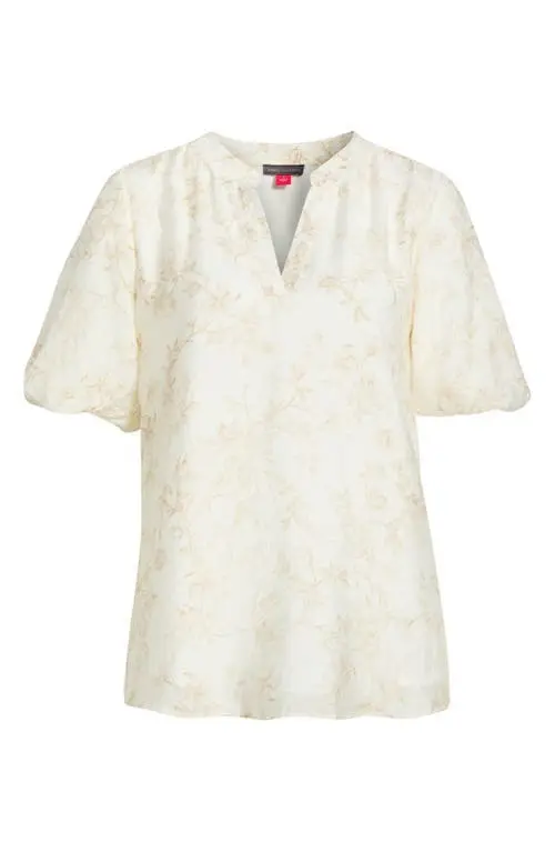 Vince Camuto Floral Print Short Sleeve Top - Camel