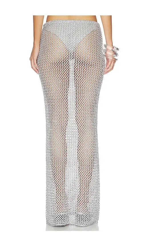 Superdown Letina Knit Maxi Skirt - Metallic Silver