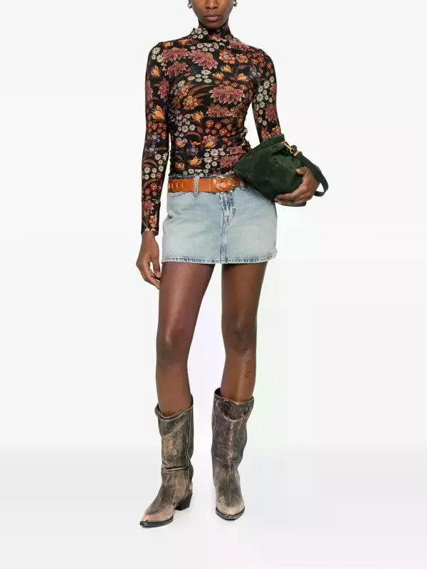 Farm Rio Long Sleeve Floral Print T-shirt - Black