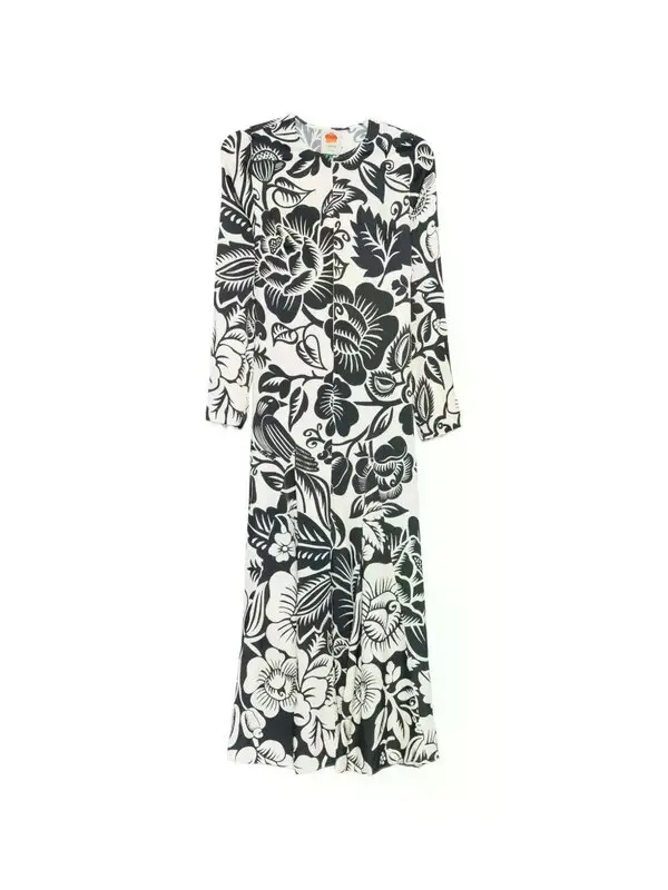 Farm Rio Floral-print Zip Dress - White