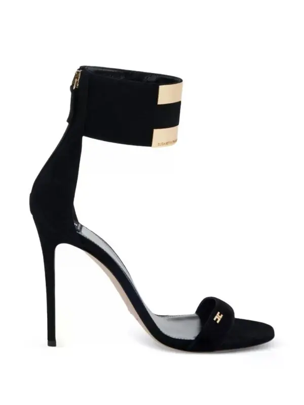 Elisabetta Franchi Suede Sandals With Jewel Logo Detail
