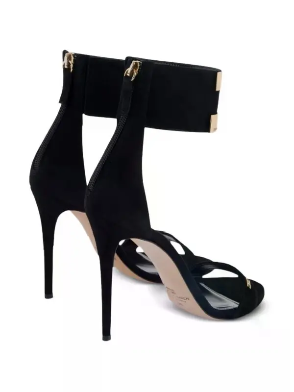 Elisabetta Franchi Suede Sandals With Jewel Logo Detail