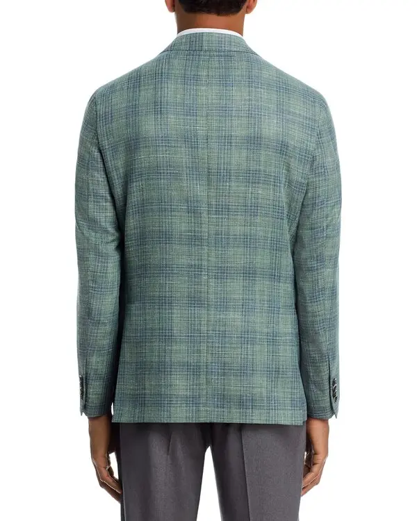 JACK VICTOR Midland Wool, Silk & Linen Plaid Sport Coat - Sage/ Navy