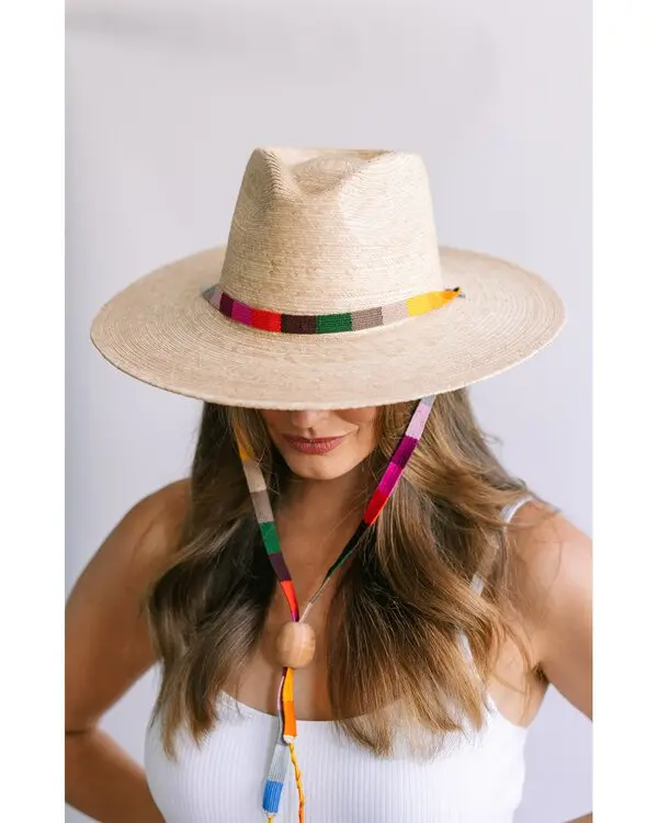 SUNSHINE TIENDA Rainbow Rancher Palm Straw Hat - Multi