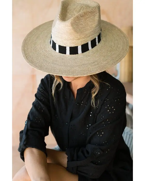 SUNSHINE TIENDA Jakeline Palm Straw Hat - Black