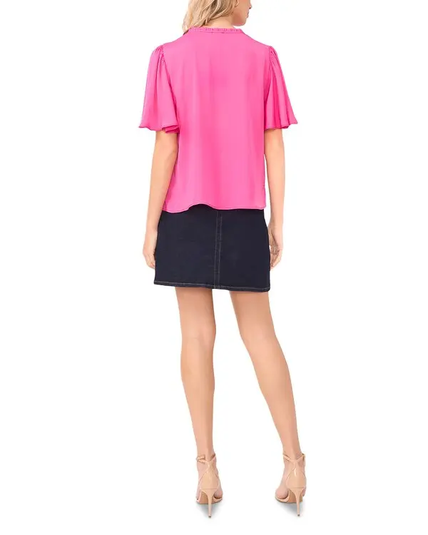 Vince Camuto Tie Neck Bishop Sleeve Blouse - Raspberry Sorbet