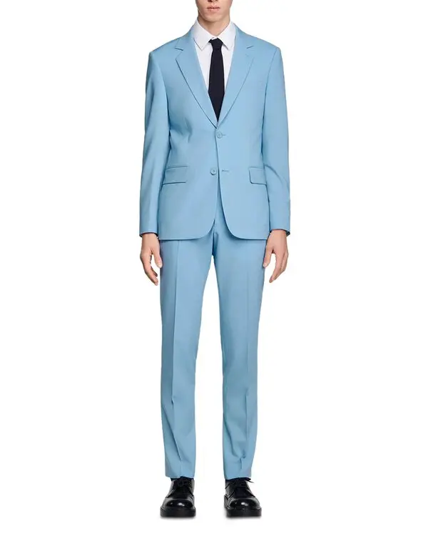 Sandro Wool Suit Jacket - Sky Blue