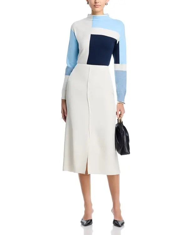 T Tahari Mock Neck Colorblock Sweater