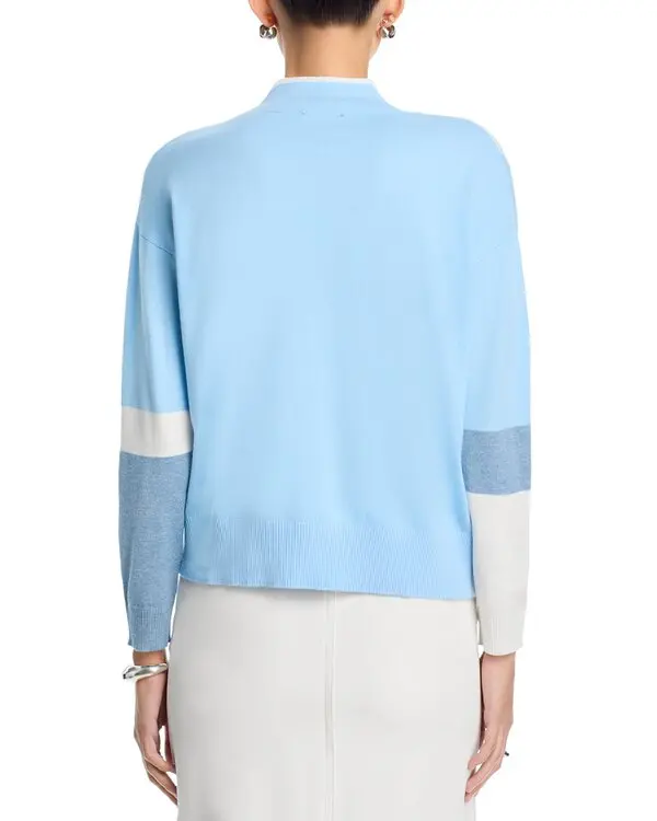 T Tahari Mock Neck Colorblock Sweater