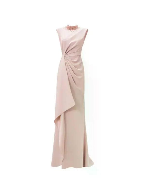GEMY MAALOUF Embellished-collar Maxi Dress - Pink