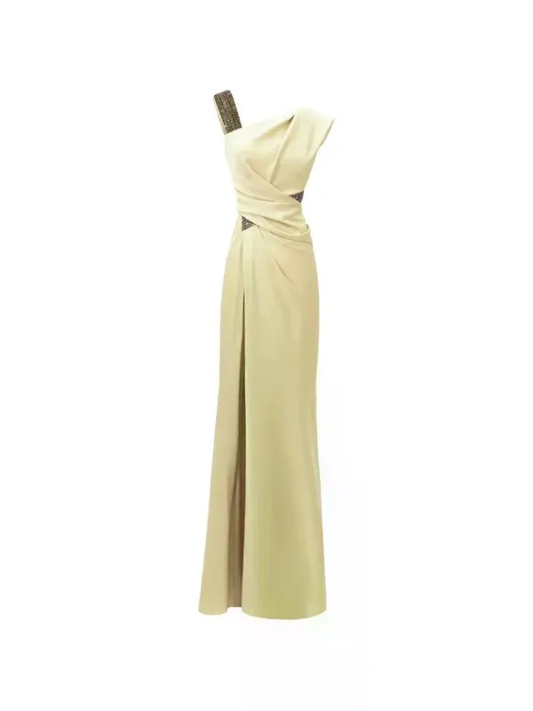 GEMY MAALOUF Embellished Asymmetrical Maxi Dress - Green