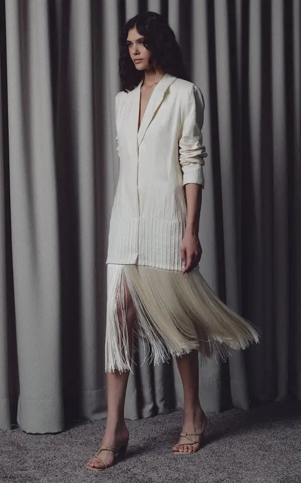 ANDRES OTALORA Mano En Mano Embroidered Linen Blazer