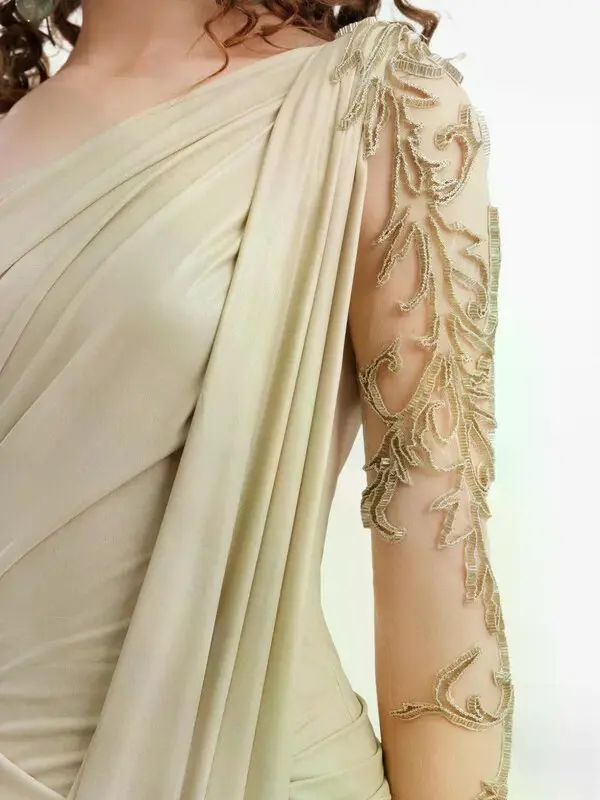 GEMY MAALOUF One-shoulder Beaded Draped Dress