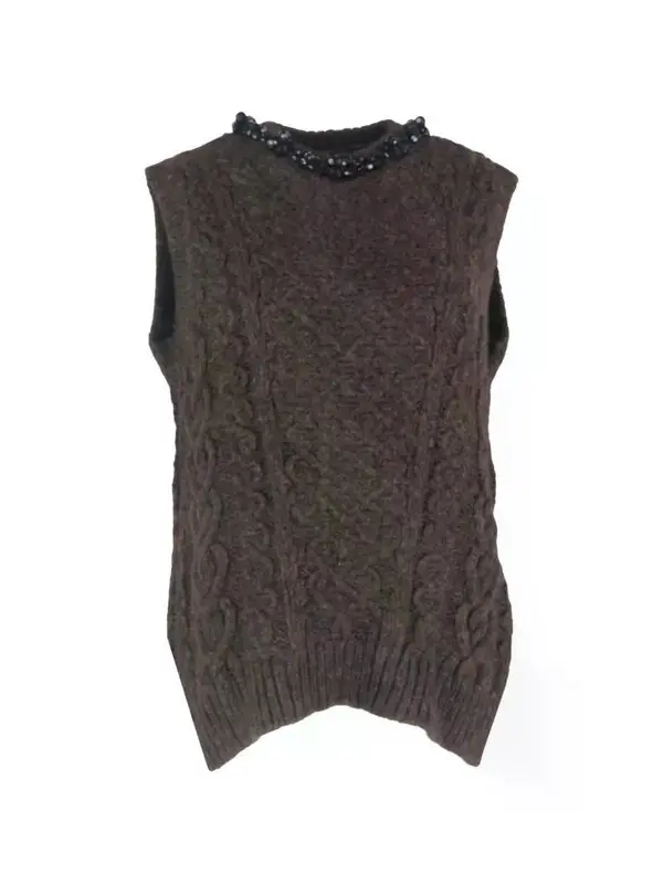 Simone Rocha Bead-embellished Cable-knit Vest