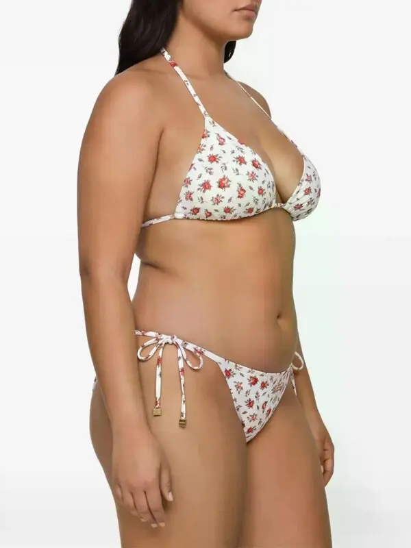 Dolce & Gabbana Floral-print Tie Bikini - White
