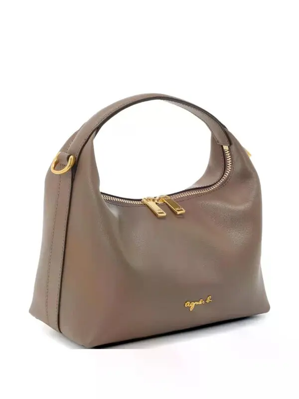 AGNES B. Christelle Zipped Leather Tote - Brown