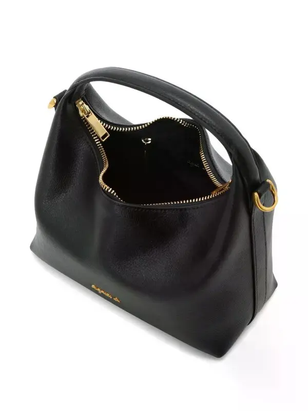 AGNES B. Christelle Zip Bovine Leather Tote Bag - Black