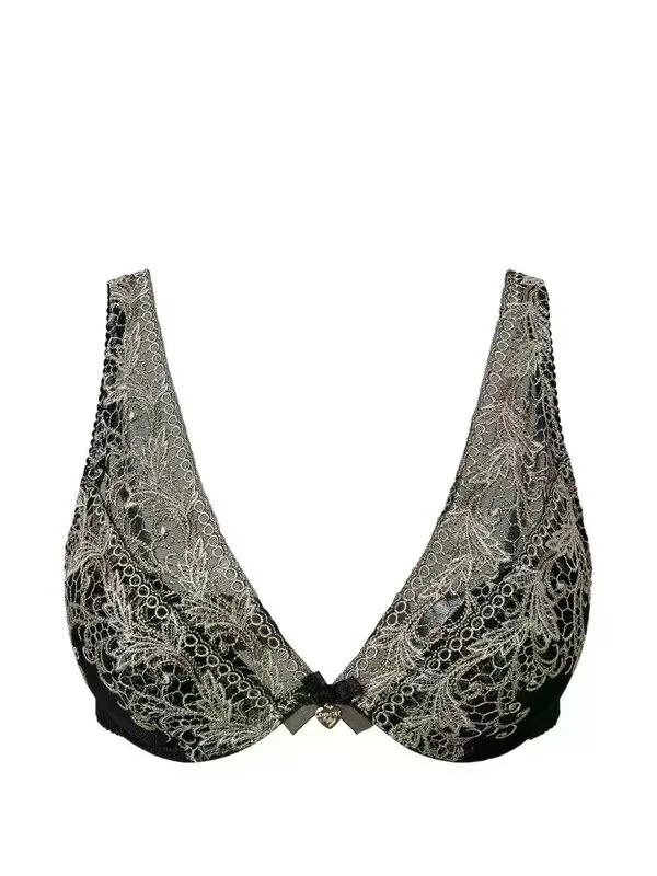 TWINSET Embroidered Tulle Bralette - Black