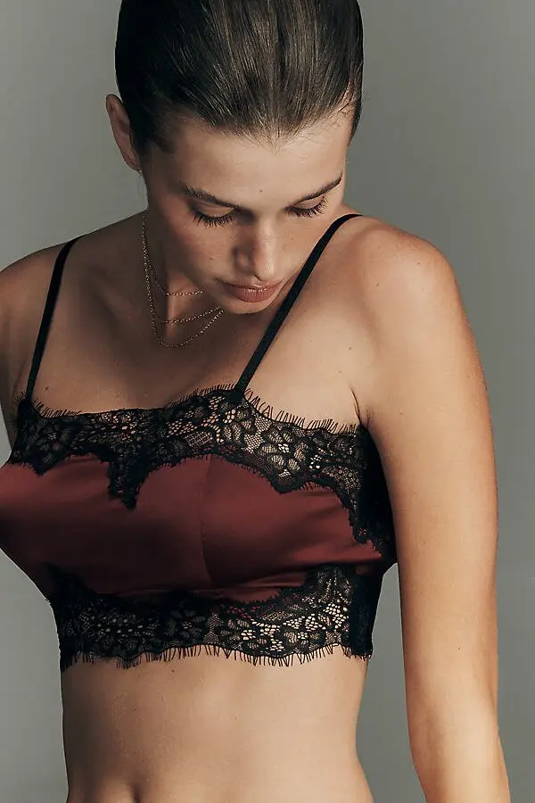 LYREBIRD Silky Lace Bra Top - Wine