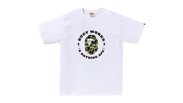 A BATHING APE Abc Camo Busy Works Sta Tee Shirt - White/green