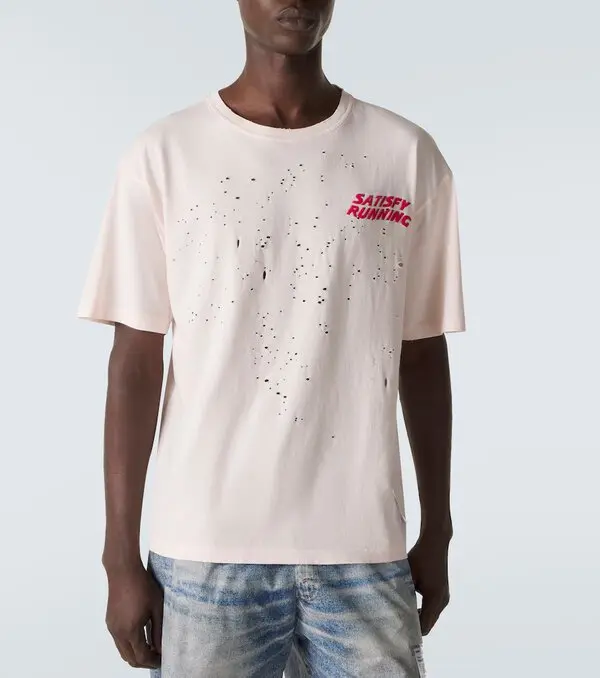 Satisfy Mothtech Distressed Cotton Jersey T-shirt - Pink