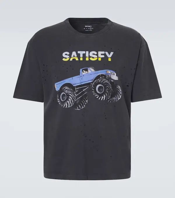 Satisfy Mothtech Distressed Cotton Jersey T-shirt - Black