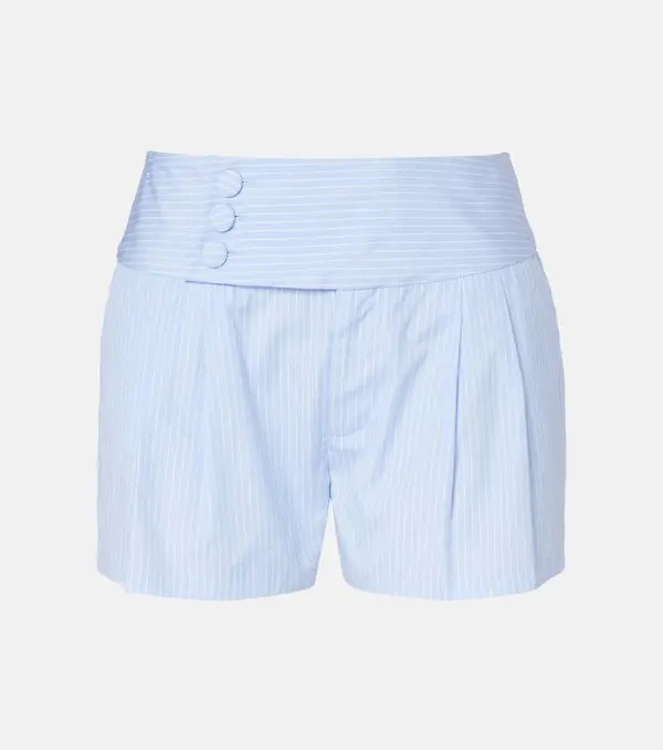 FRAME Harbor Striped Cotton Poplin Shorts - Blue