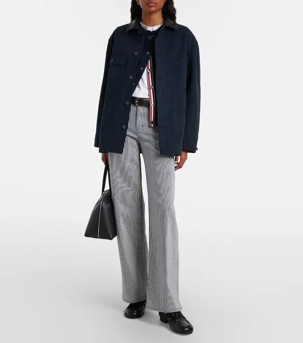 FRAME Le Slim Palazzo Striped Wide-leg Pants