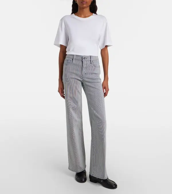 FRAME Le Slim Palazzo Striped Wide-leg Pants