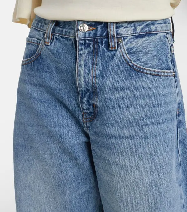 FRAME Bubble Cropped Barrel-leg Jeans - Blue