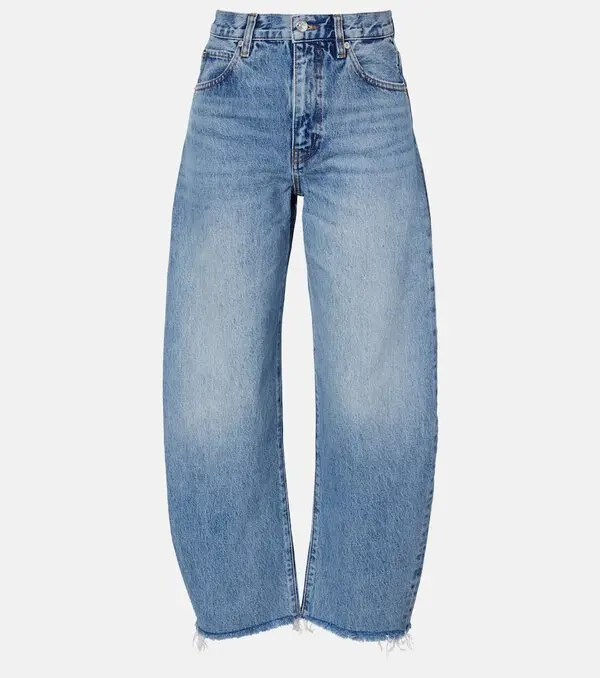 FRAME Bubble Cropped Barrel-leg Jeans - Blue