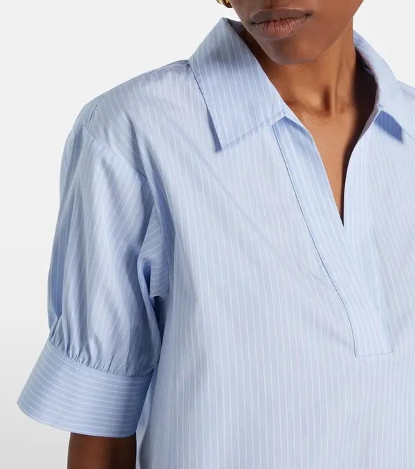 FRAME Striped Cotton Poplin Top