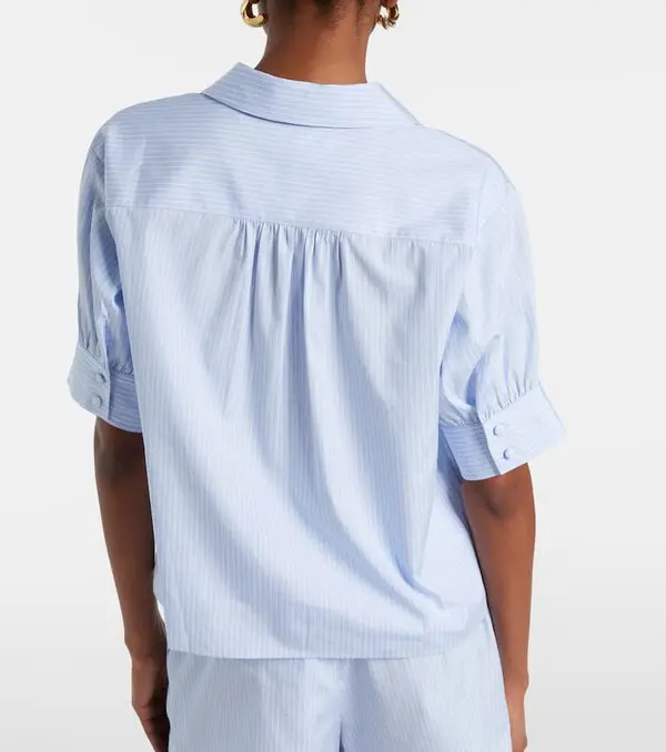 FRAME Striped Cotton Poplin Top