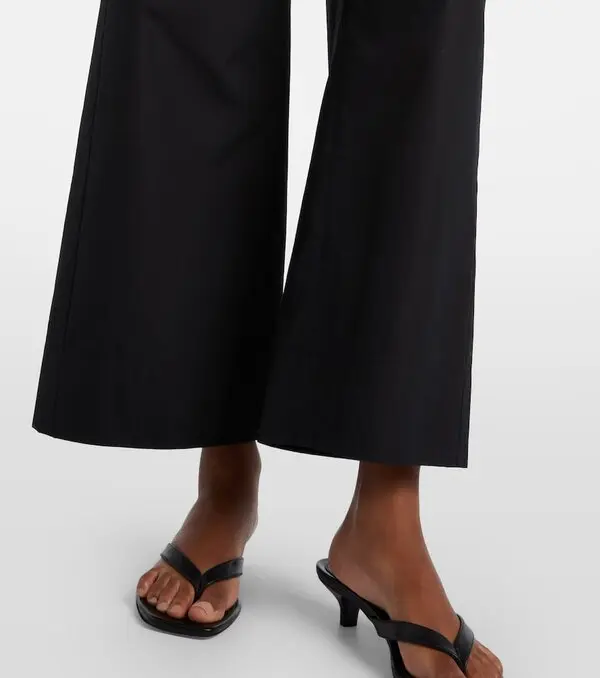 Max Mara Cotton Cropped Wide-leg Pants - Black