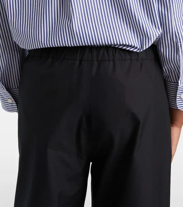 Max Mara Cotton Cropped Wide-leg Pants - Black
