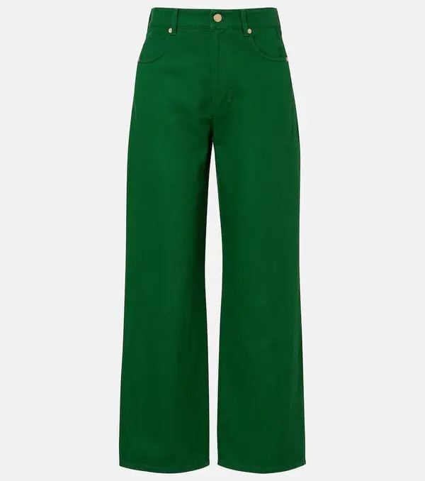 Max Mara Onorata Wide-leg Cotton-linen Pants - Green