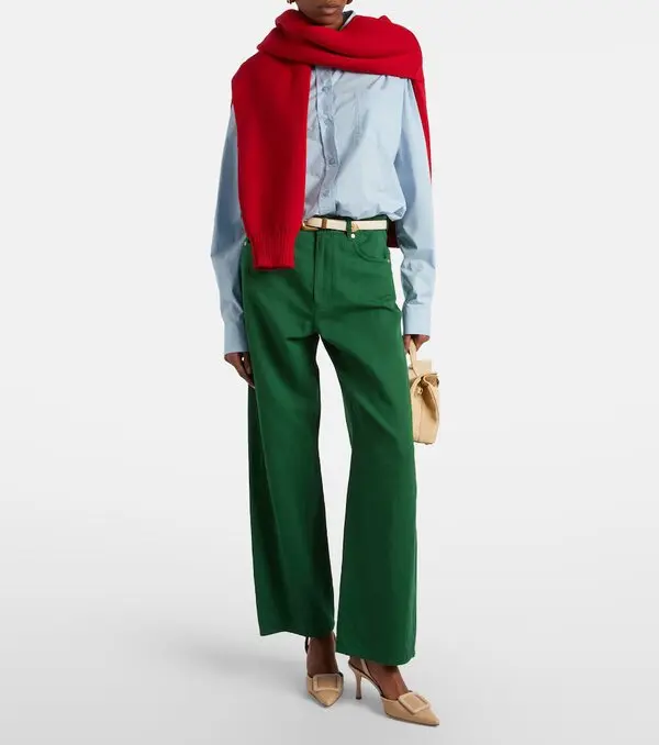 Max Mara Onorata Wide-leg Cotton-linen Pants - Green