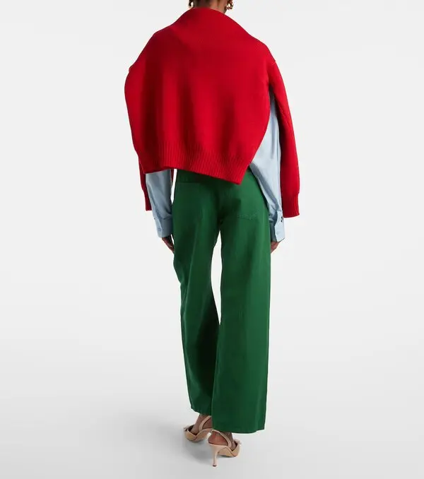 Max Mara Onorata Wide-leg Cotton-linen Pants - Green