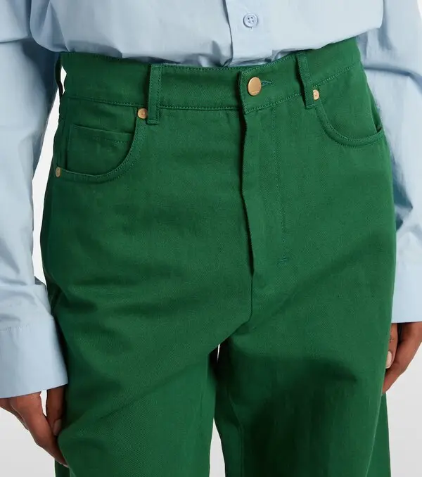 Max Mara Onorata Wide-leg Cotton-linen Pants - Green