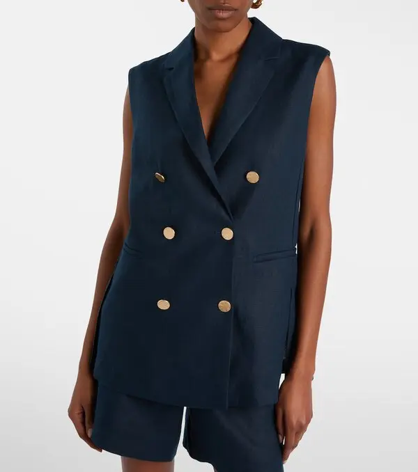 Max Mara Bird Linen Vest - Blue