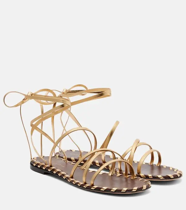 GIANVITO ROSSI Metallic Leather Sandals - Gold