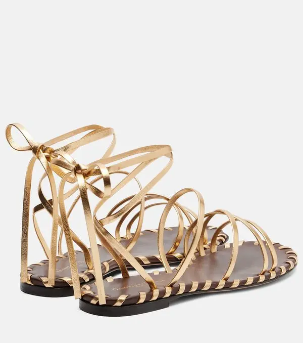 GIANVITO ROSSI Metallic Leather Strappy Sandals