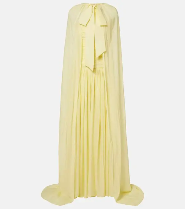 LA FUORI Butter Draped Caped Gown - Yellow
