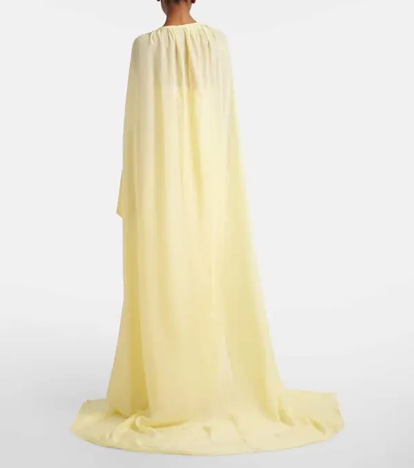 LA FUORI Butter Draped Caped Gown